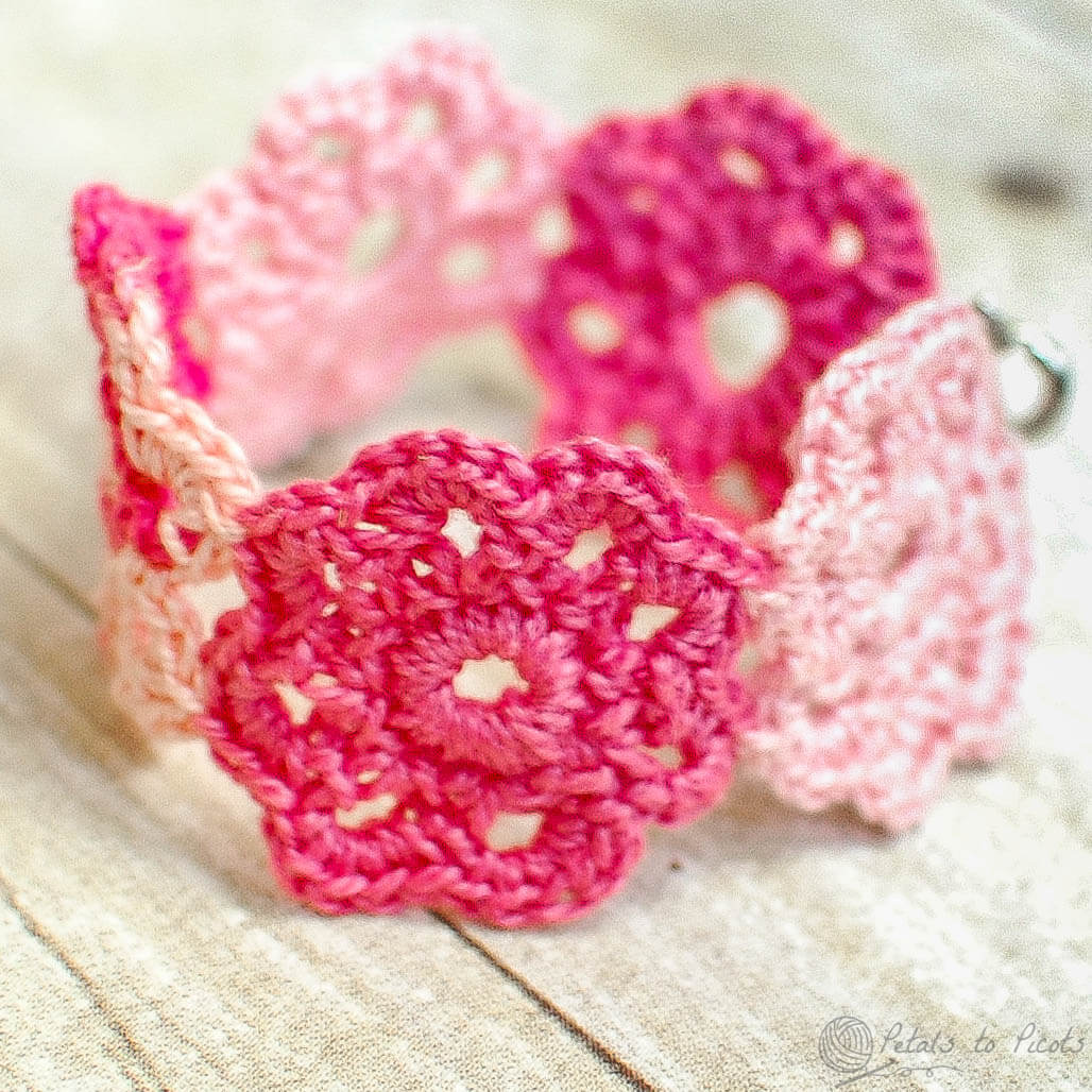 Crochet Flower Bracelet Petals To Picots