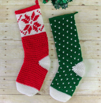 Fair Isle Snowflake Christmas Stocking Crochet Pattern | Petals to Picots