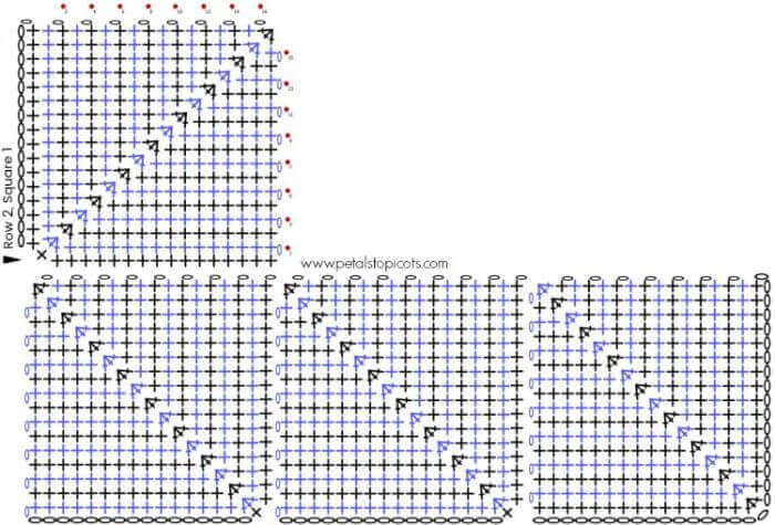Continuous Mitered Square Crochet Afghan Pattern | Petals to Picots