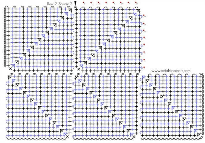 Continuous Mitered Square Crochet Afghan Pattern | Petals to Picots