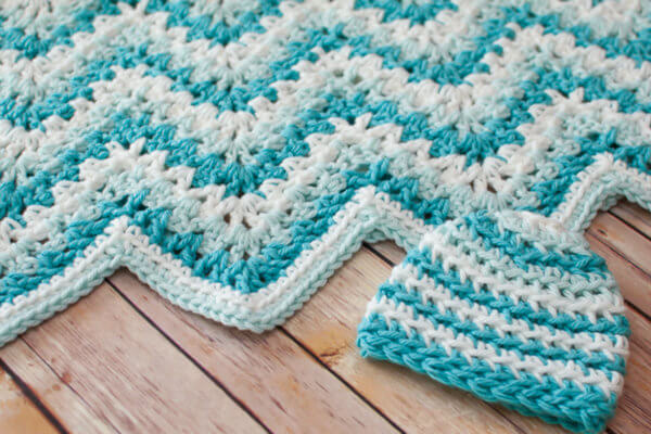 Lacy Ripple Baby Blanket and Hat Crochet Pattern Set - Petals to Picots